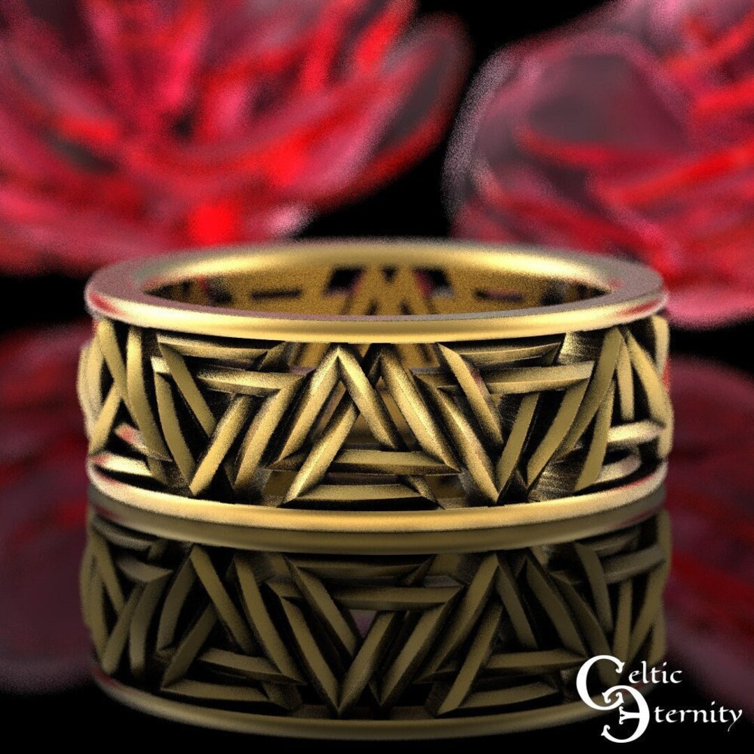 Gold Viking Ring, Valknut Viking Ring, Gold Triangle Ring, Gold Odin ...