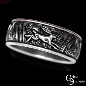 Gold Rabbit Ring, 10K Rabbit Wedding Ring, 10K Gold Hare Ring, Gold ...