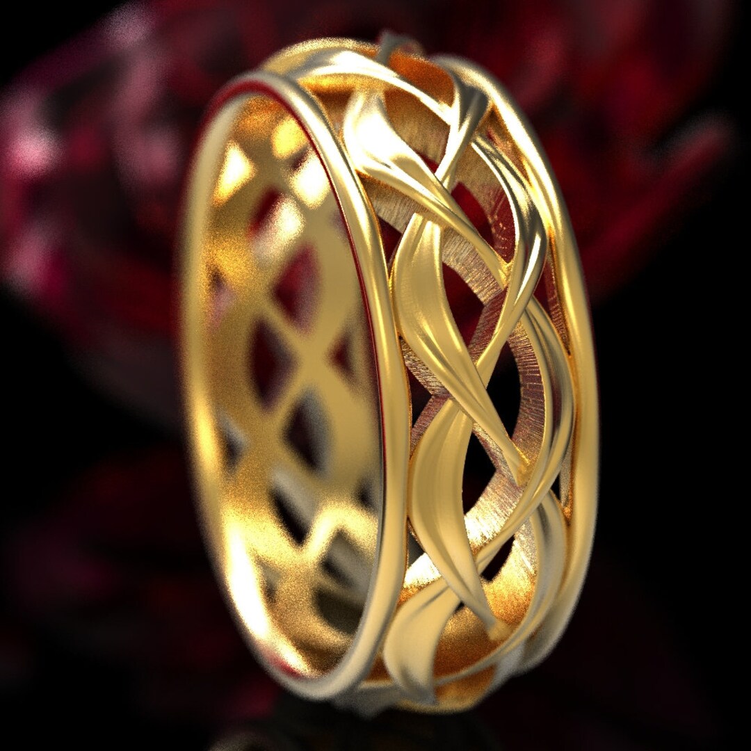 Mens Gold Wedding Band, Gold Celtic Wedding Ring, Mens Wedding Ring, Mens Celtic Wedding Band ...