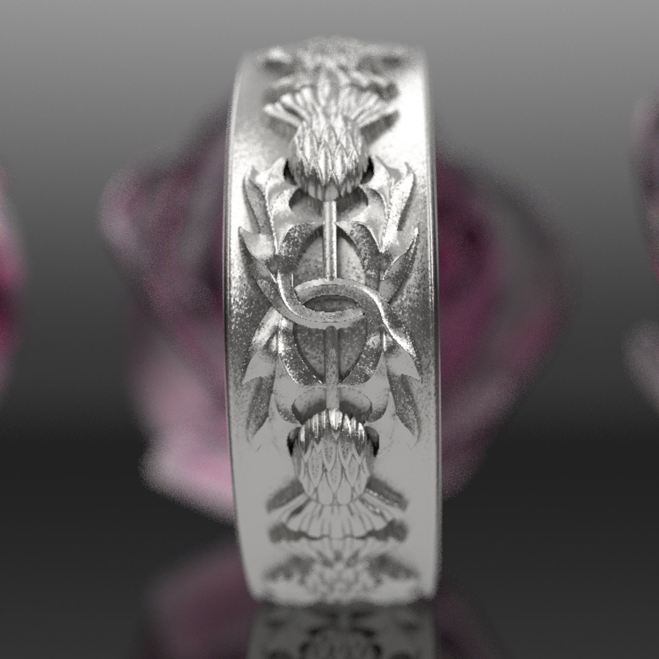 Sterling Thistle Ring, Scottish Thistle Ring, Thistle Wedding Ring ...