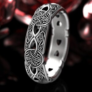 Sterling Silver Celtic Wedding Ring, Intricate Wedding Band, Detailed Celtic Ring, Unique Celtic ...