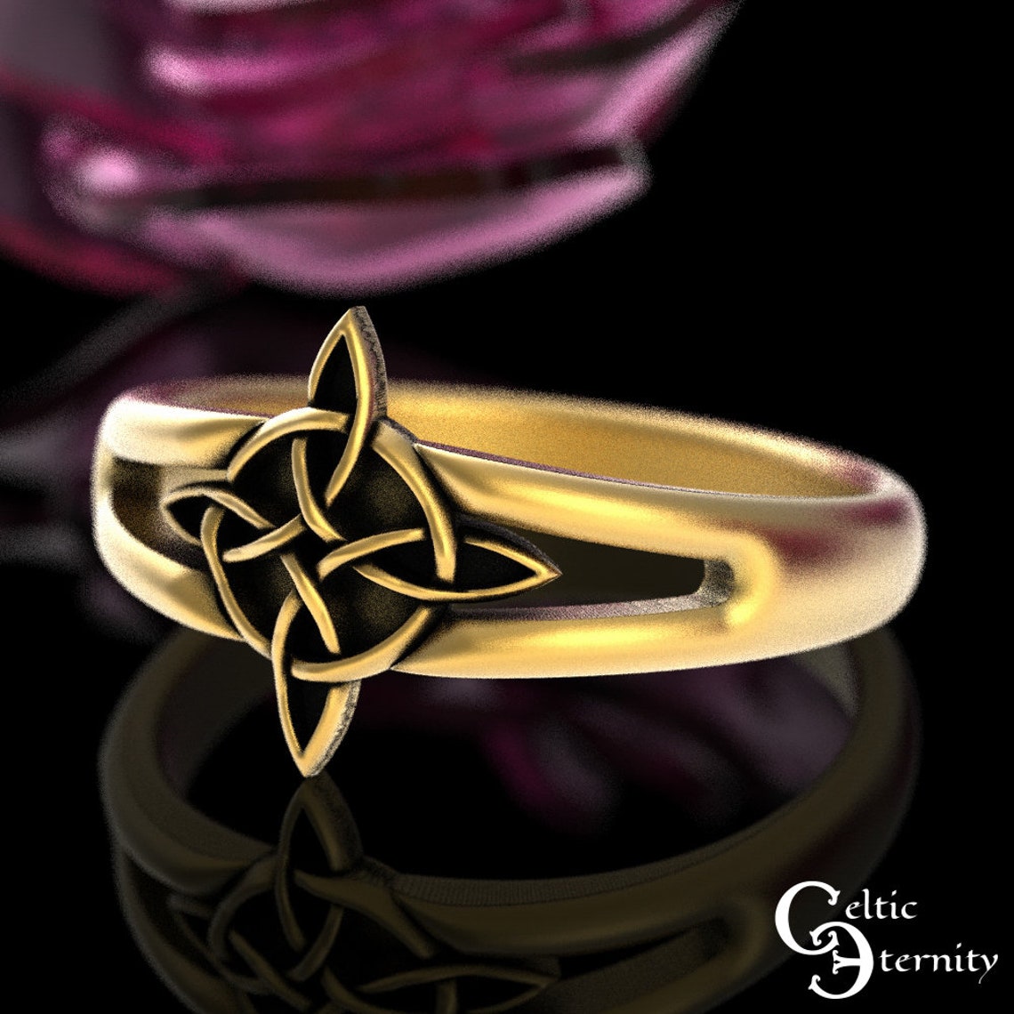 Simple Gold Knotwork Ring, Gold Witch's Knot Ring, 10K Womens Celtic ...