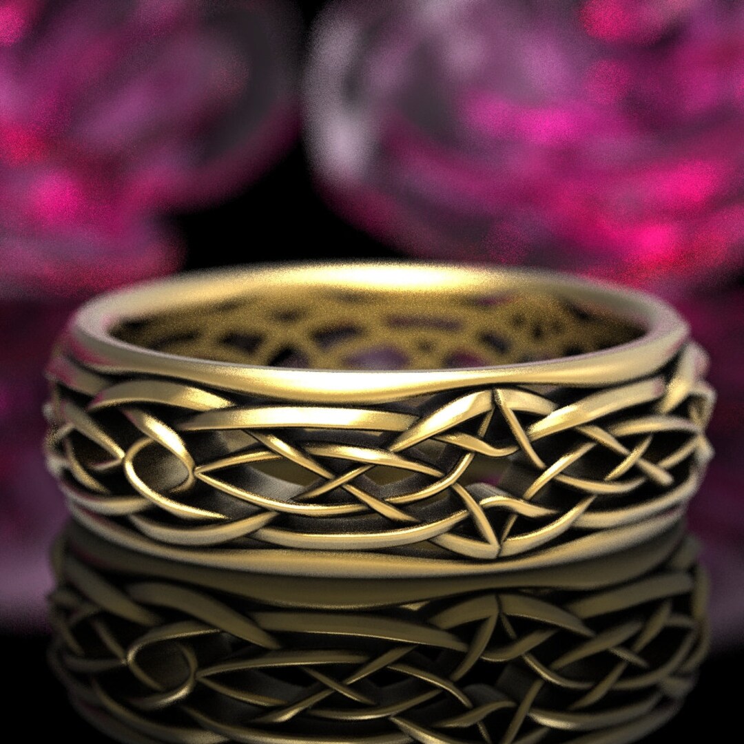 Infinity Celtic Knot Ring, Woven Wedding Band, Gold Irish Wedding Ring ...