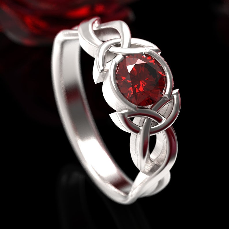 Celtic Ruby Engagement Ring With Trinity Knot Design in | Etsy