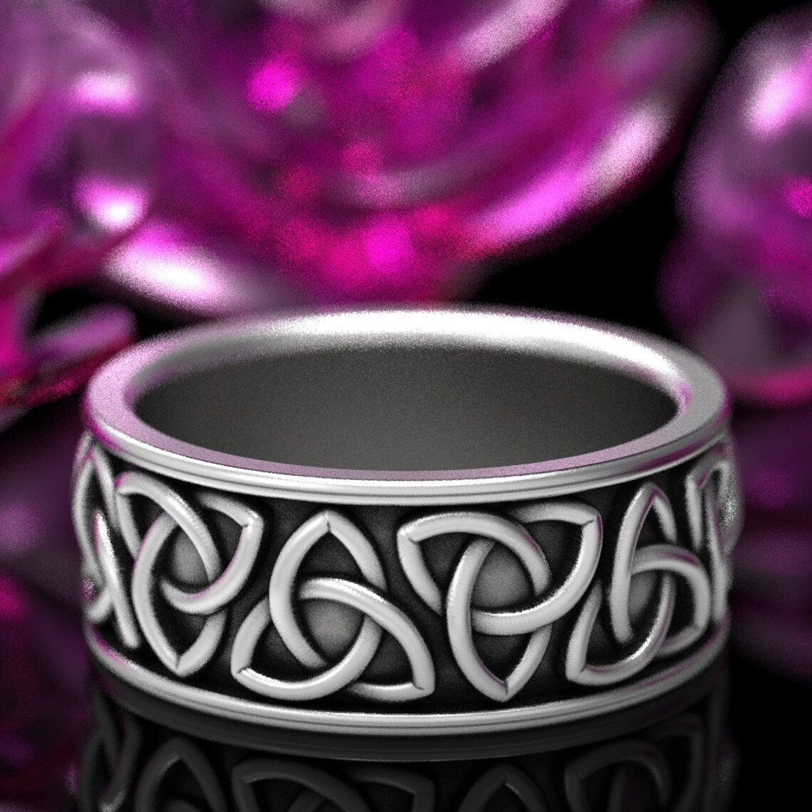 Celtic Trinity Wedding Ring Set Trinity Knot Wedding Band - Etsy
