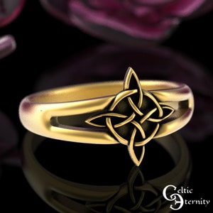 Simple Gold Knotwork Ring, Gold Witch's Knot Ring, 10K Womens Celtic ...
