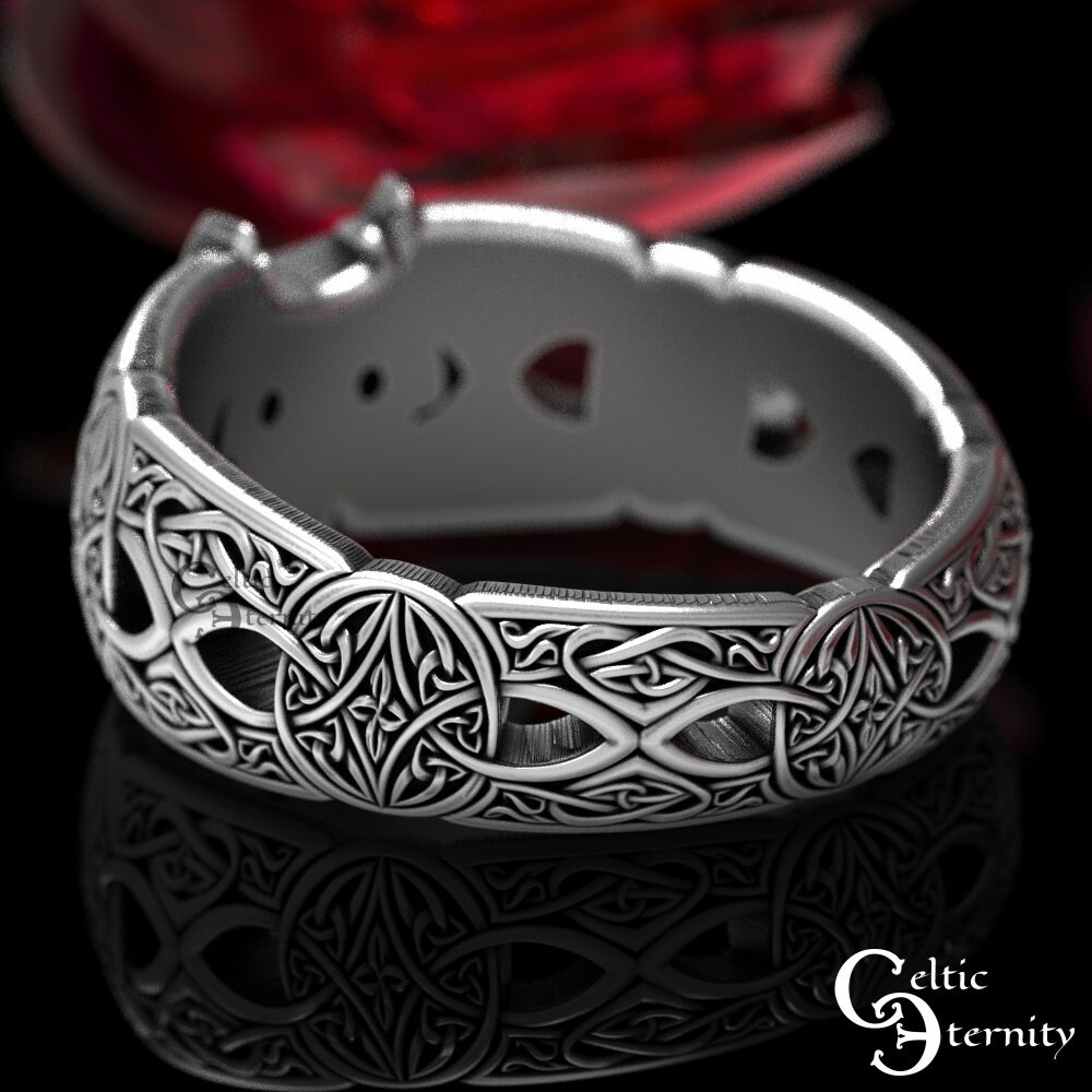 Celtic Wolf Ring Emerald Eye Wolf Ring Sterling Wolf Ring | Etsy