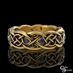 Alexandrite Welsh Dragon Ring, 10K 14K Dragon Wedding Band, Celtic ...