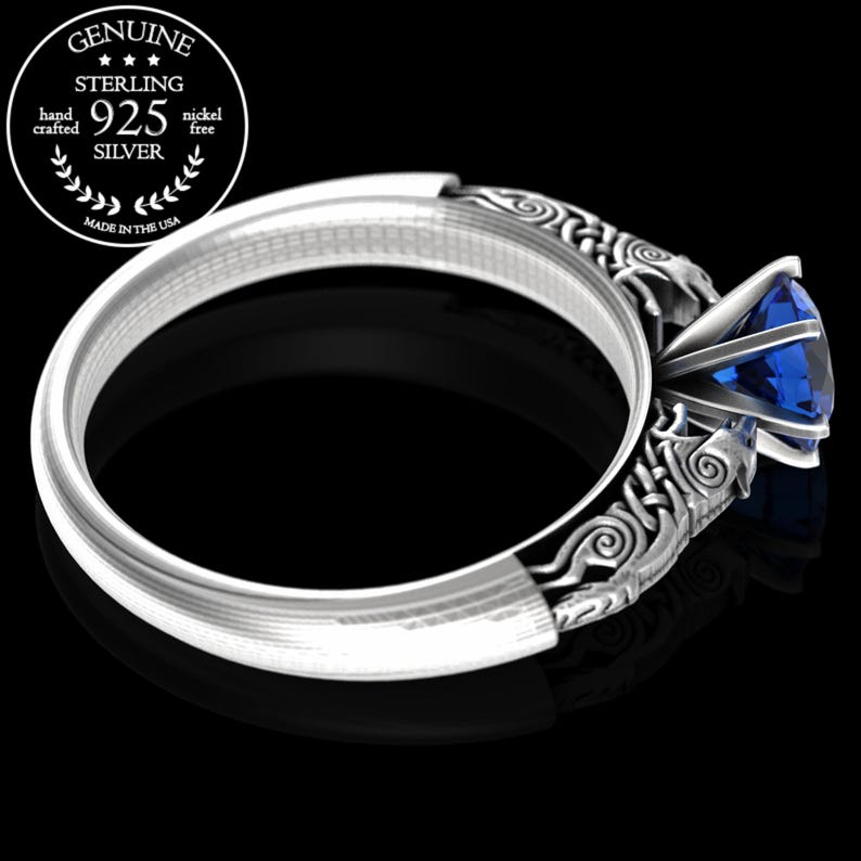 Alexandrite Wolves Bridal Ring, Viking Wolf Engagement Ring, Sterling ...