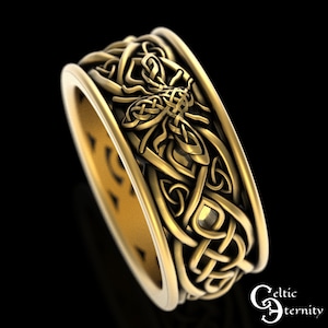 Gold His Hers Bee Wedding Ring Set, 10K 14K Irish Celtic Matching ...