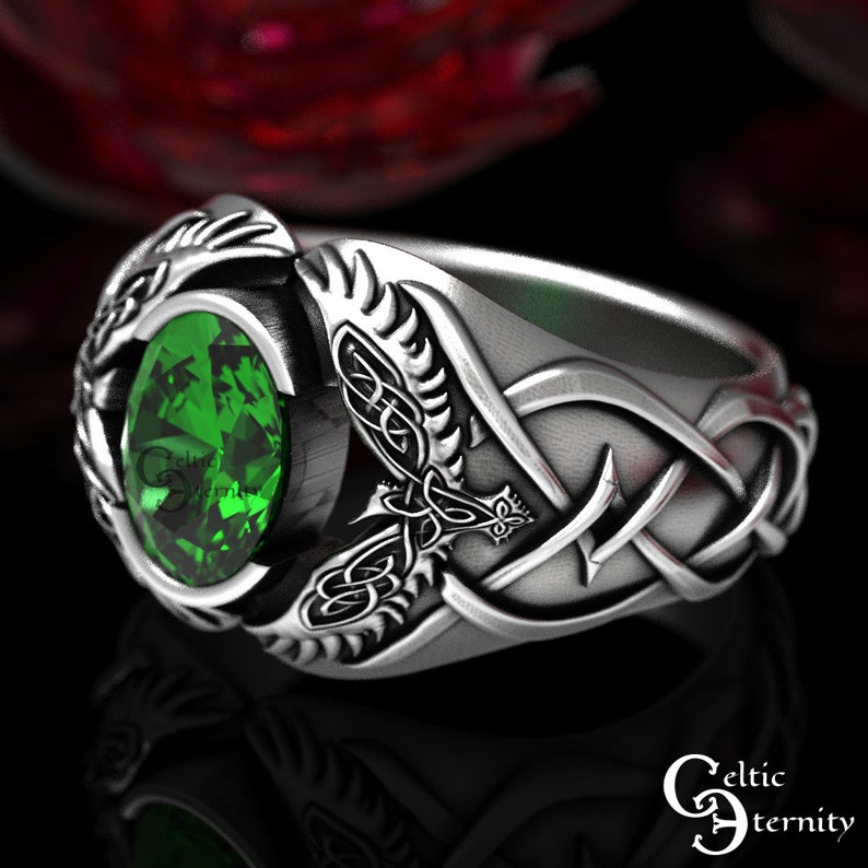 Sterling Viking Raven Ring Alexandrite Mens Ring Odin Raven - Etsy