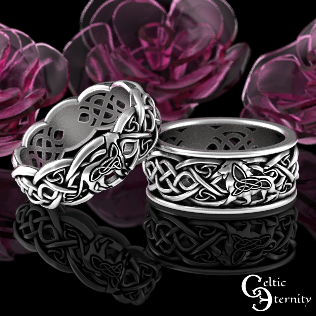 Matching Lion Lioness Ring Set, Sterling His Hers Wedding Ring Set ...