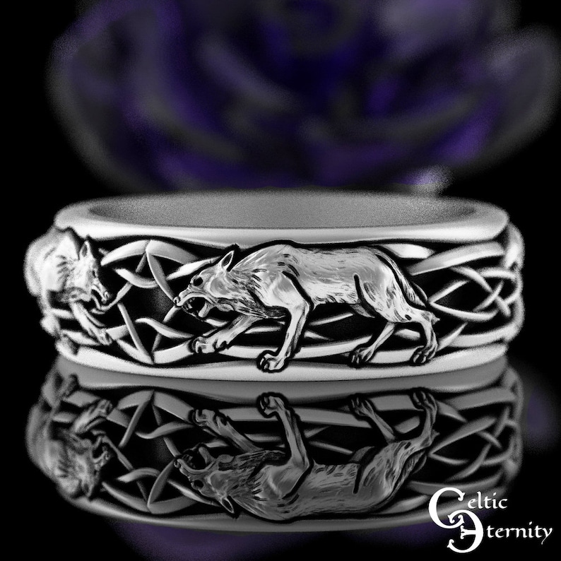 Direwolf Ring Sterling Silver Wolf Ring Silver Viking Ring - Etsy