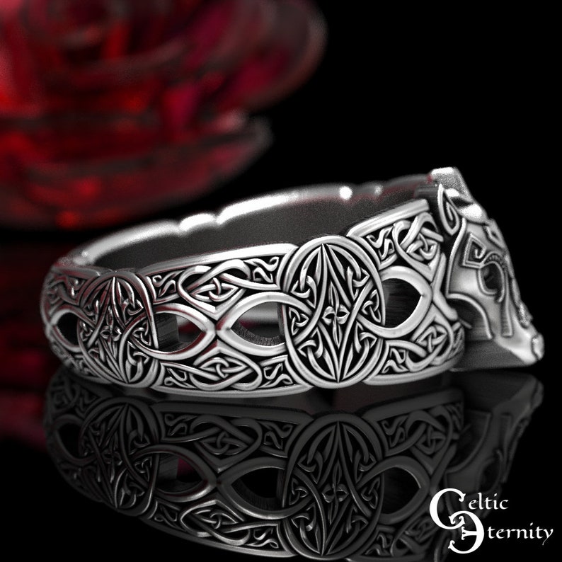 Celtic Wolf Ring, Sterling Wolf Ring, Wolf Ring, Wolf Wedding Ring ...