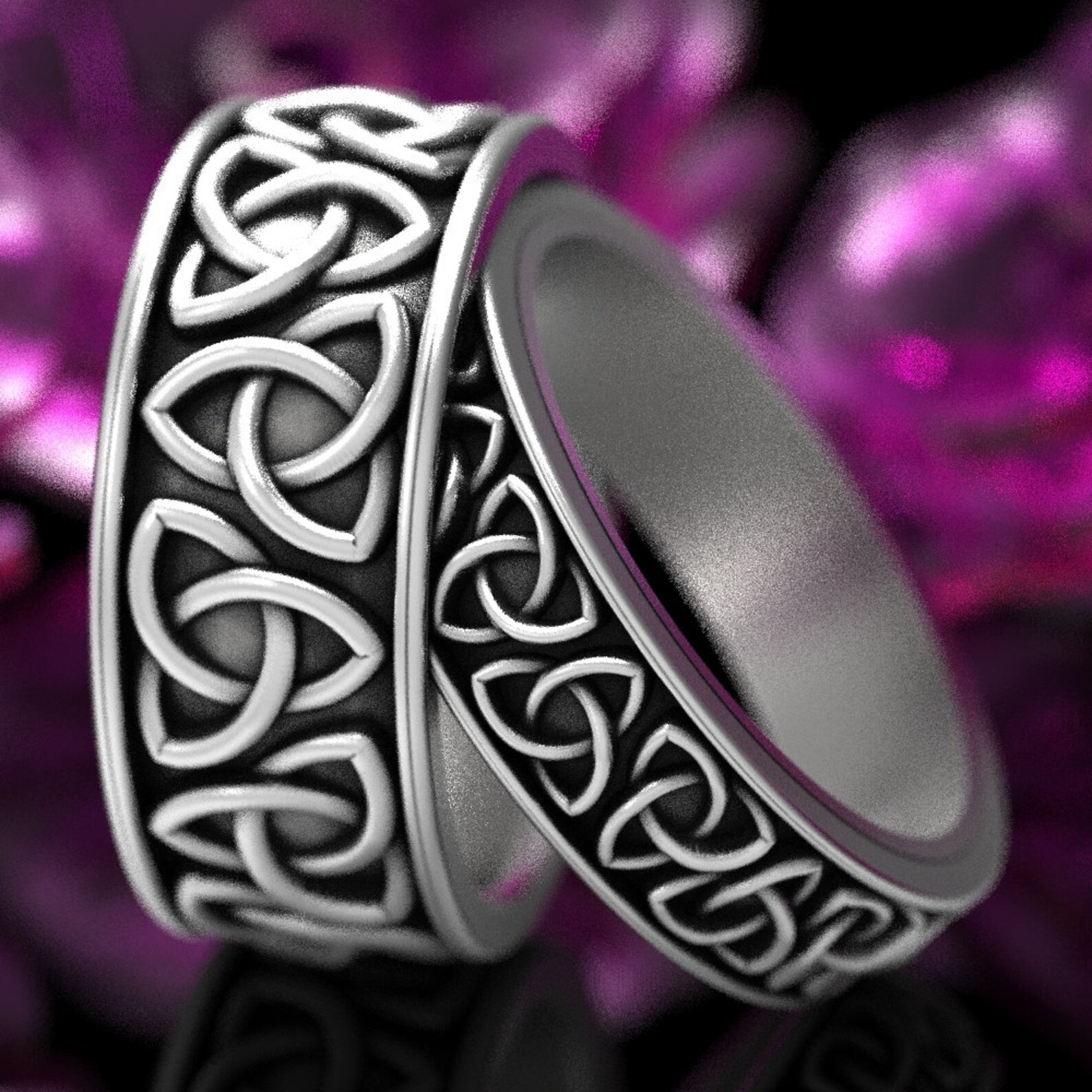 Celtic Trinity Wedding Ring Set Trinity Knot Wedding Band | Etsy