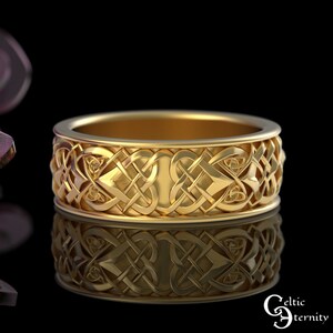Mens Celtic Woven Ring, Gold or White Gold Celtic Wedding Ring, Mens Gold Wedding Band, Mens ...