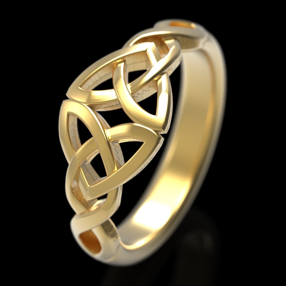 Gold Trinity Heart Ring, Signet Heart Knot, 10K 14K 18K Rose Gold ...