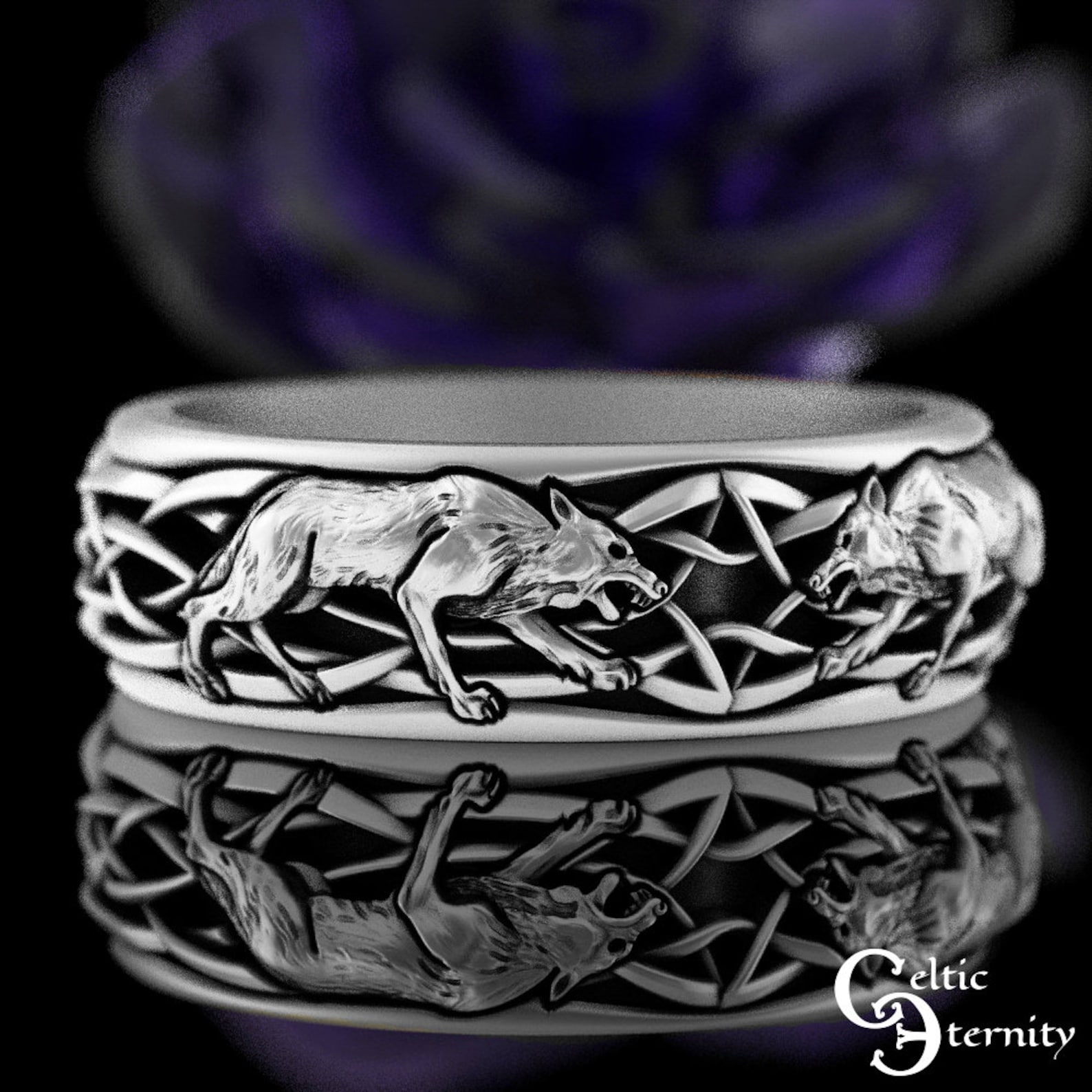 Direwolf Ring Sterling Silver Wolf Ring Silver Viking Ring - Etsy