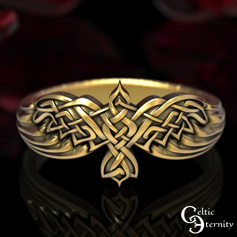 Gold Raven Ring Celtic Wedding Ring Odin Raven Ring - Etsy
