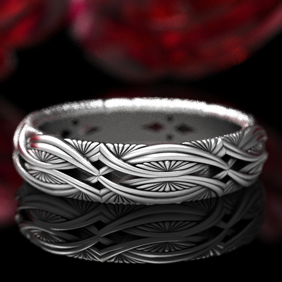 Embellished Celtic Eternity Band, Silver Celtic Wedding Ring, Celtic ...