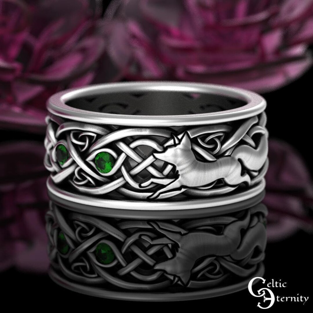 Sterling Silver Faoladh Spirit Ring, Sterling Fox Wedding Ring, Celtic ...