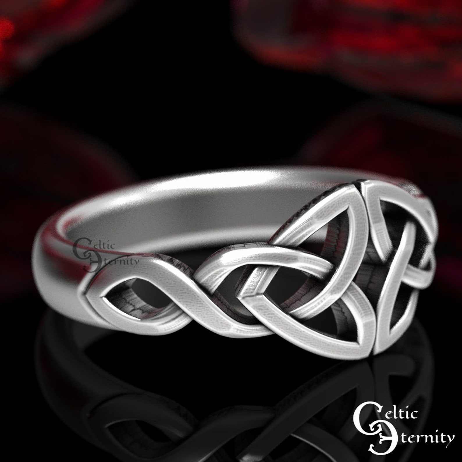 Sterling Trinity Heart Ring Signet Heart Knot Celtic Heart | Etsy