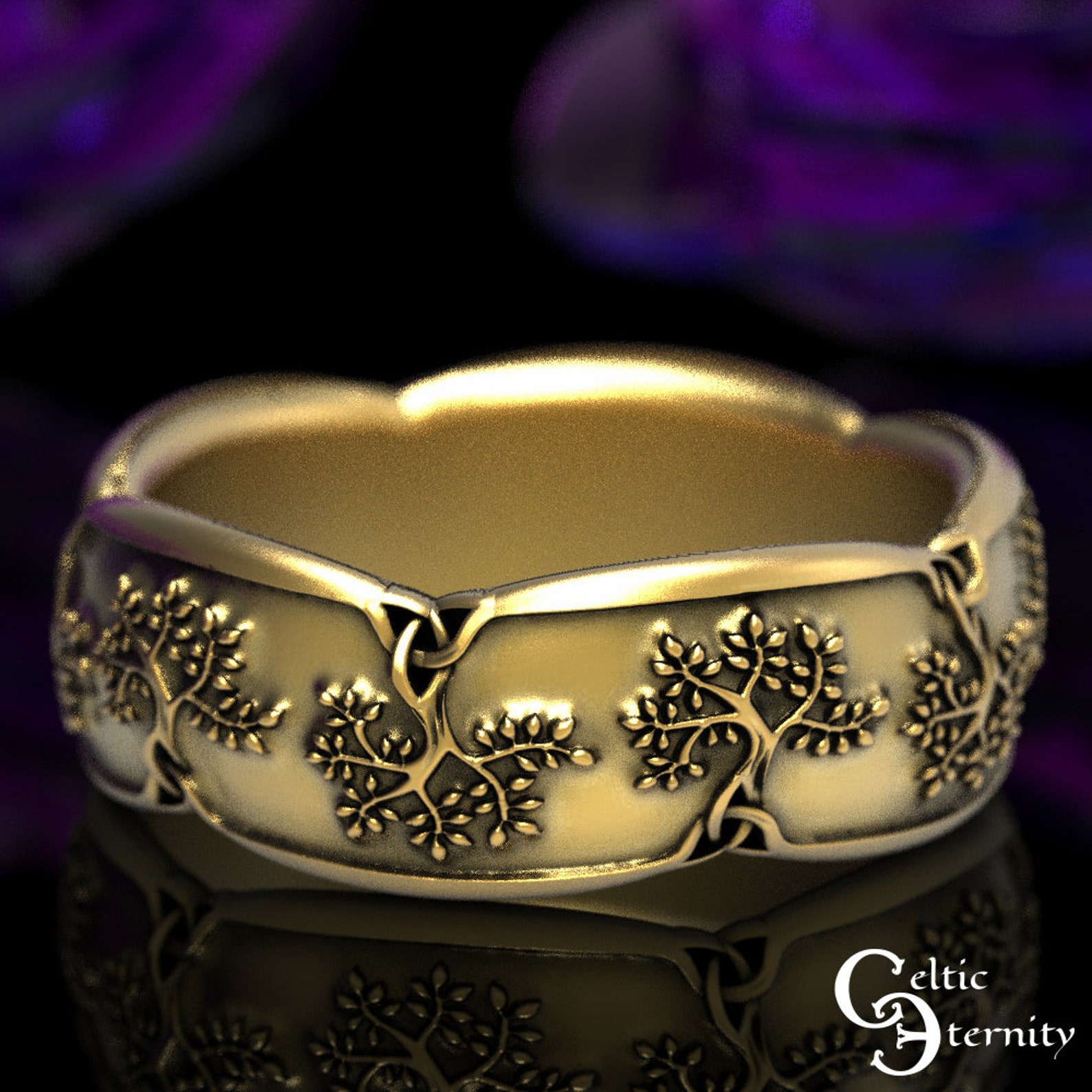 Celtic Gold Tree of Life Ring, Gold Tree of Life, Kabbalah Gold Nature ...