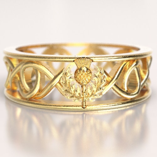 Gold Thistle Ring Scottish Thistle Ring in Gold or Platinum - Etsy