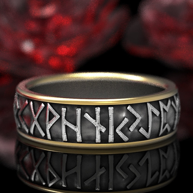 Two Tone Sterling 10K Gold Rune Ring Viking Rune Ring | Etsy