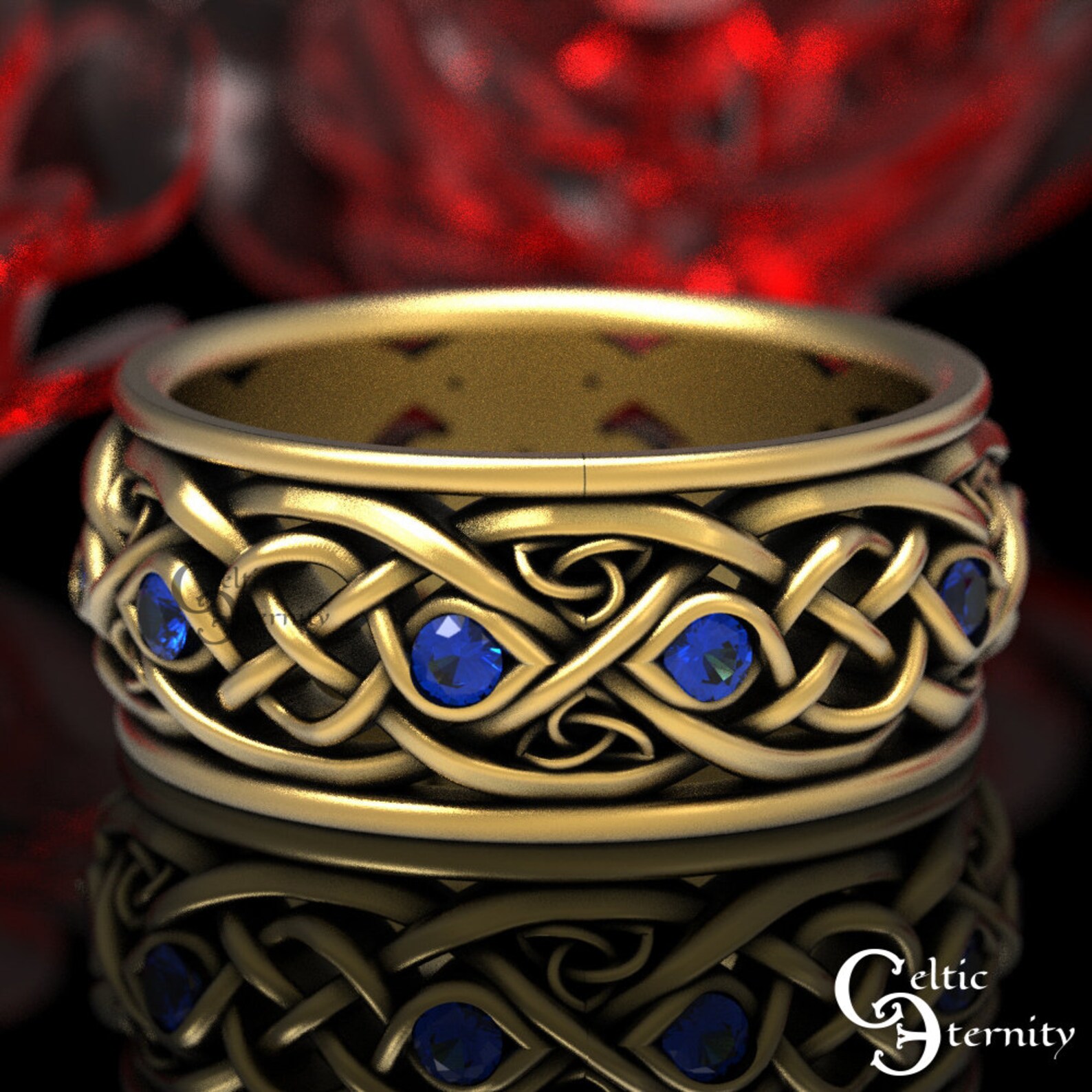 Gold Claddagh Ring With Sapphires Modern Claddagh Wedding - Etsy