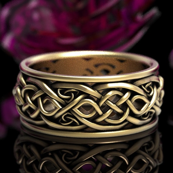 Gold Mens Infinity Ring Mens Gold Wedding Ring Mens Celtic | Etsy