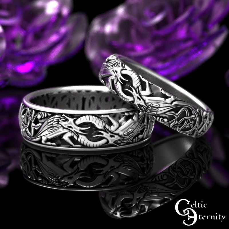 Dragon Wedding Ring Set - Etsy
