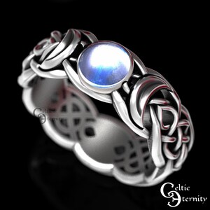 Celtic Moon Ring Sterling Silver Moonstone Ring Silver - Etsy
