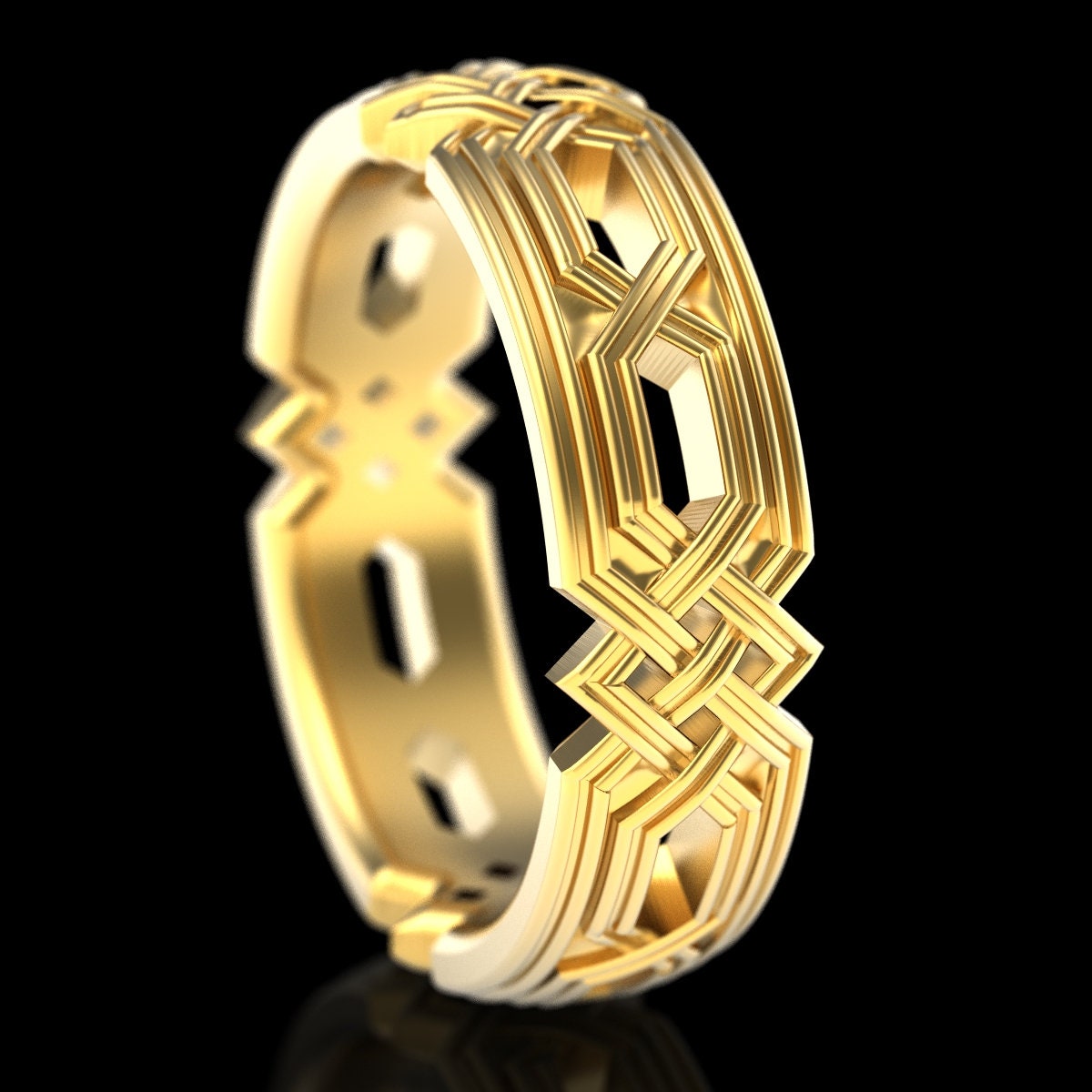 Braided Gold Celtic Knot Ring, Unique Wedding Band, Mens Celtic ...