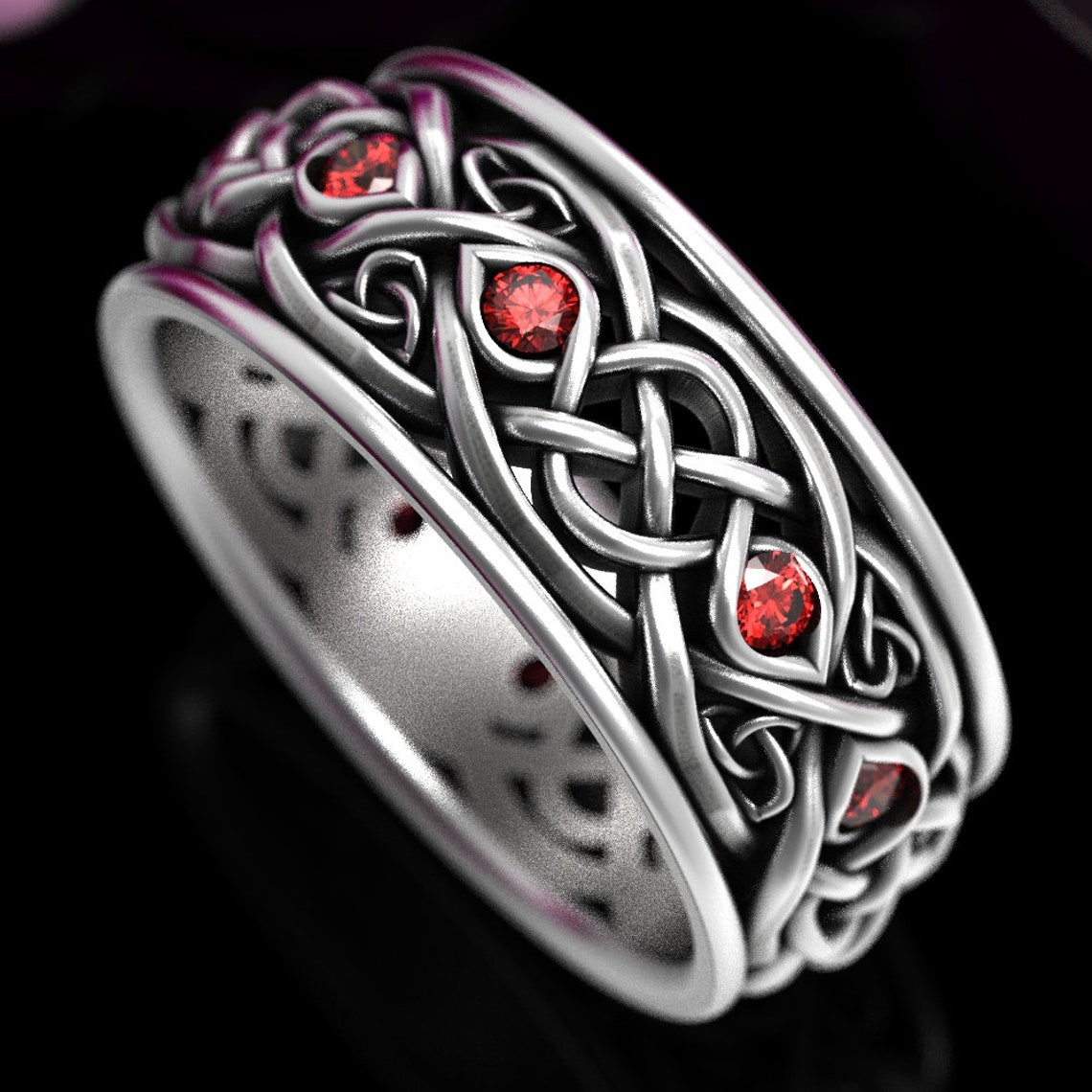 Infinity Wedding Ring Set Matching Ruby Wedding Rings - Etsy