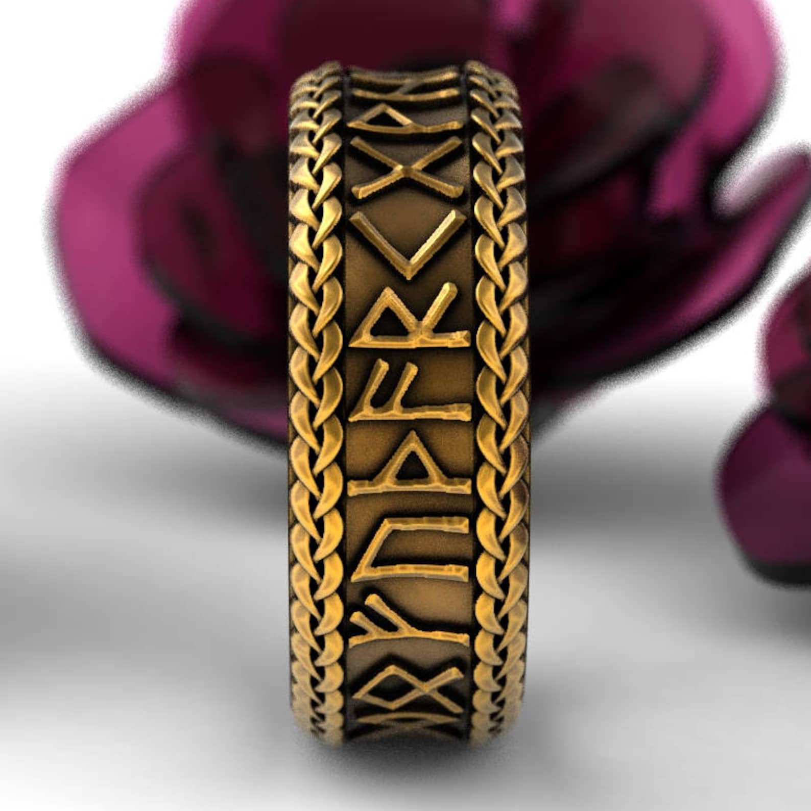 Gold Nordic Rune Ring Viking Rune Wedding Band Magical - Etsy