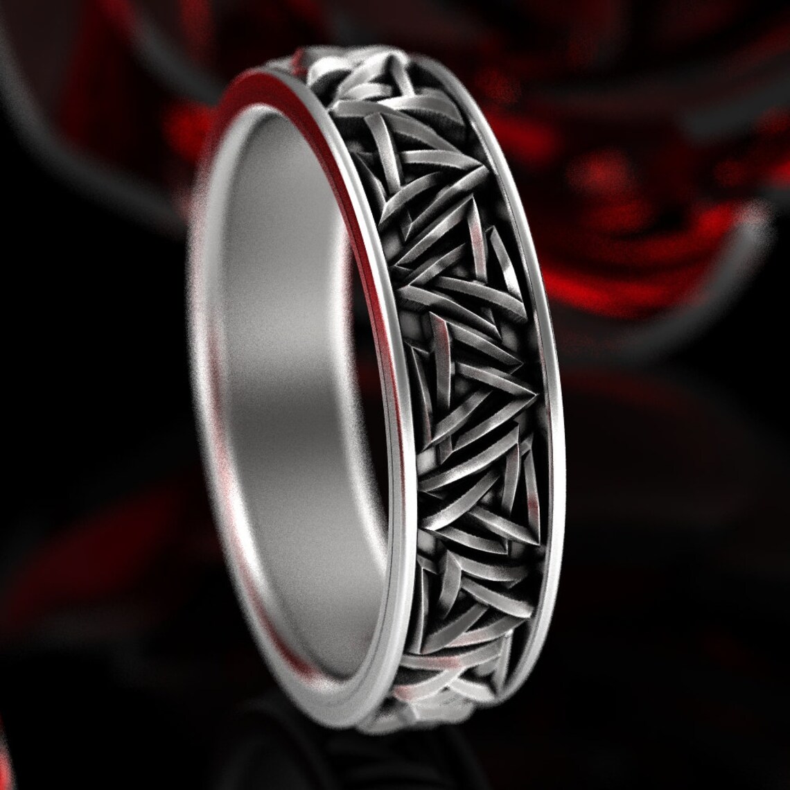 Valknut Wedding Band Set Sterling Silver Interlocking - Etsy