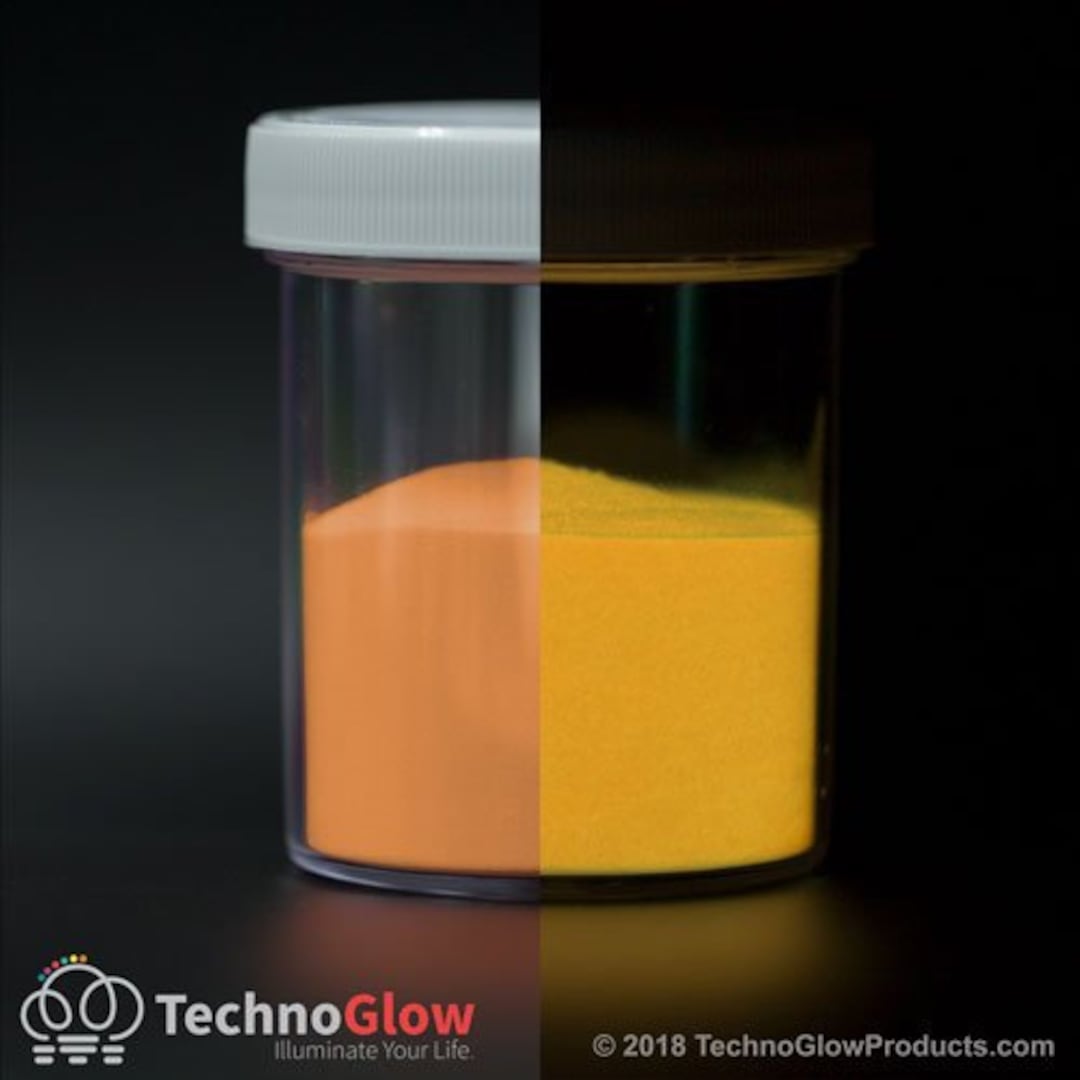 Glow in the Dark Powder, Fluorescent Orange to Gold - UV Reactive Glow ...