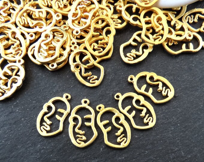 Small Face Pendant Charms, Female Face Outline Silhouette, Abstract ...