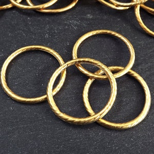 Round Link Connector, Textured Ring Link, Circle Link, Gold Charm Link ...