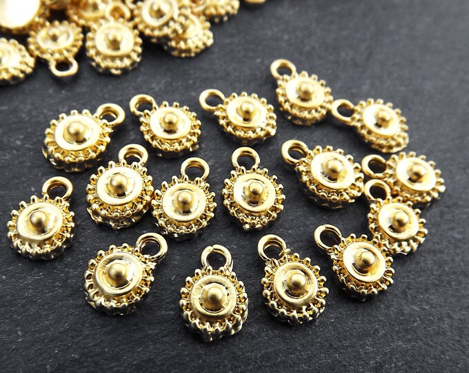 Mini Rustic Drop Charms, Tiny Round Dot Charms, Dangle Charms, Rustic ...