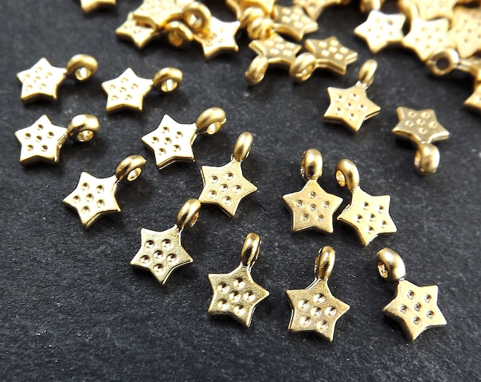 Mini Gold Star Charms, Tiny Star Pendant Charm, Small Gold Charms, 22k ...