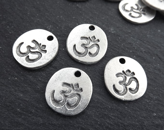 OM Charms, Small Om Pendant, Om Aum Symbol, Coin Disc Charms, Yoga ...
