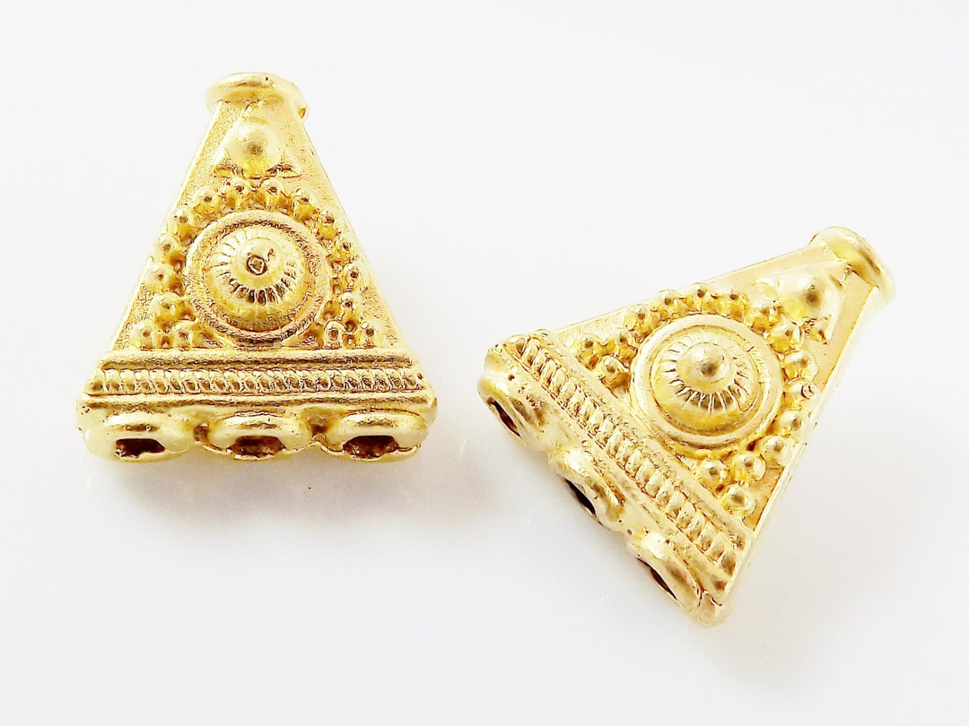 2 Multi Strand Flat Triangle Cone Connector - Three Strand - 22k Matte ...