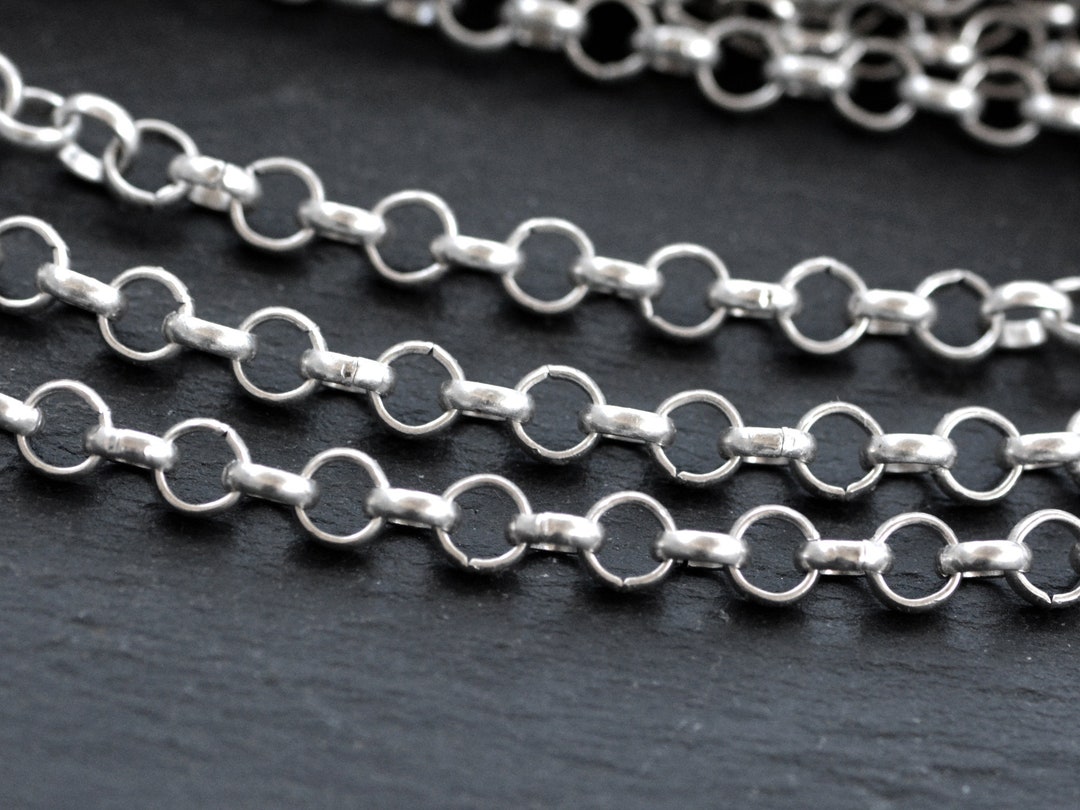 7mm Silver Rolo Chain, Chunky Thick Round Link Rolo Chain, Silver Chain ...