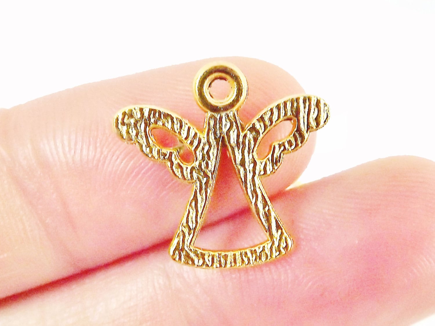 8 Mini Textured Angel Charms - 22k Matte Gold Plated - Etsy
