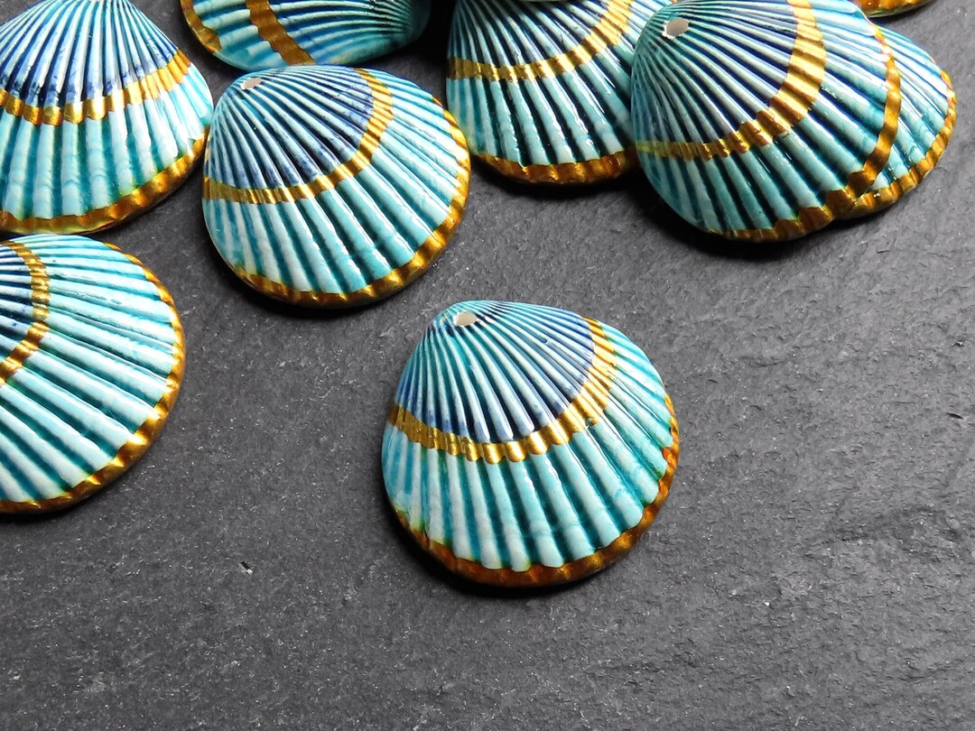Ceramic Scallop Clam Shell Pendant Handmade Focal, Glazed Artisan Charm ...