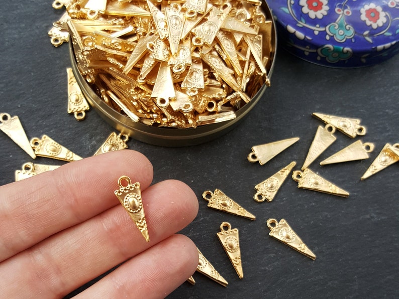 10 Mini Tribal Triangle Spike Charms Gold Charms Gold - Etsy