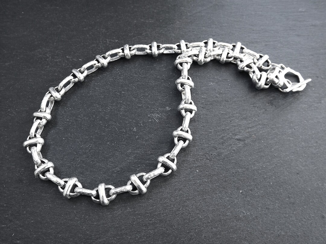 20" Chunky Silver Necklace Chain With Clasp, Thick Trend Statement ...