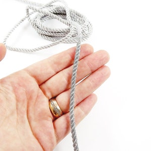 3.5mm Metallic Silver Twisted Rayon Satin Rope Silk Braid Cord - 3 Ply ...